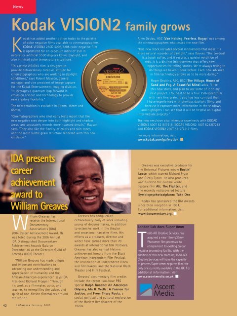 Kodak VISION2 family grows