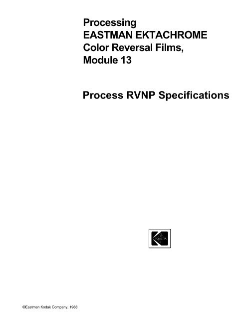 Process RVNP Specifications - Kodak