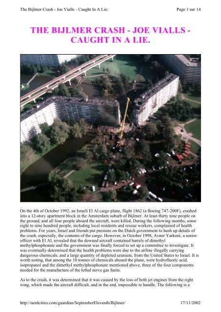 THE BIJLMER CRASH - JOE VIALLS - CAUGHT IN A LIE.