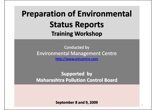 Training Workshop for preparation of City Environmental Status Report