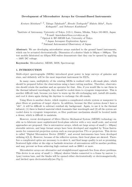 Development of Microshutter Arrays for Ground-Based Instruments