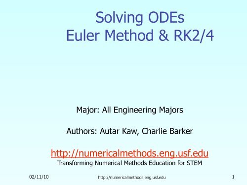 Euler Method for Solving Ordinary Differential Equations