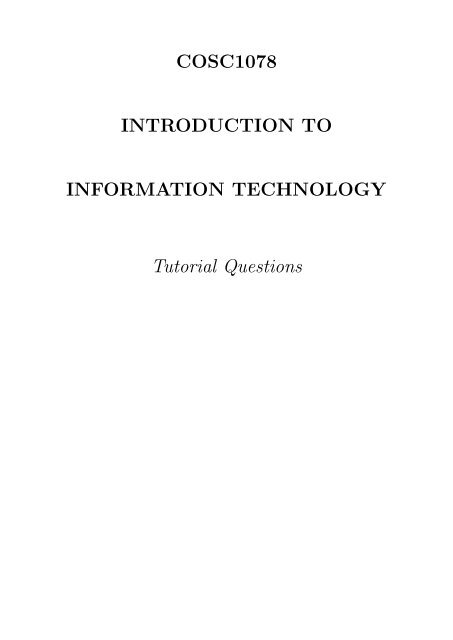 COSC1078 INTRODUCTION TO INFORMATION ... - RMIT University