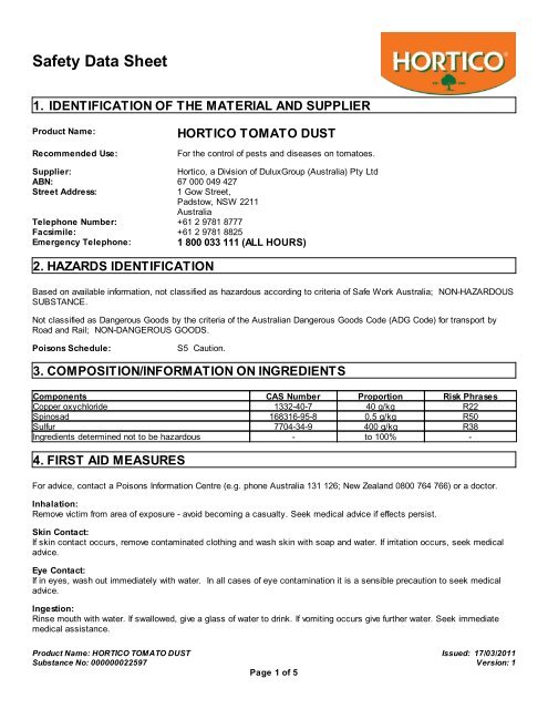 Material Safety Data Sheet Msds Informasi Penting Penggunaan Bahan