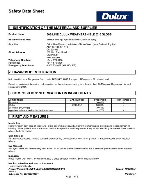 Safety Data Sheet - MSDS