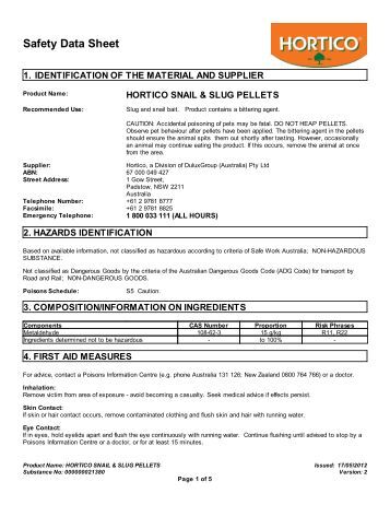 hortico weed killer 360 concentrate - MSDS