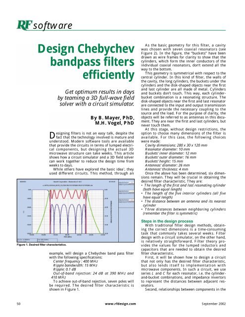 software Design Chebychev bandpass filters efficiently