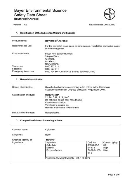 Bayer Complete Insect Killer Msds