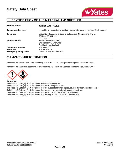 yates amitrole - MSDS