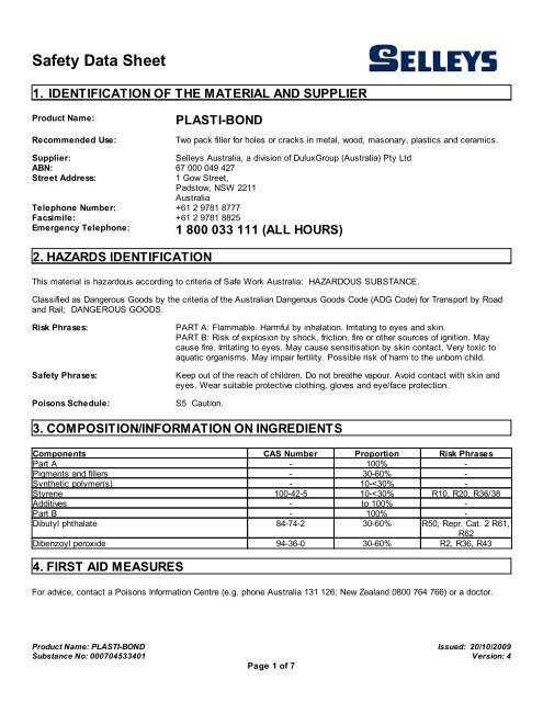 Safety Data Sheet - MSDS