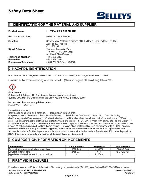 Msds Worksheet