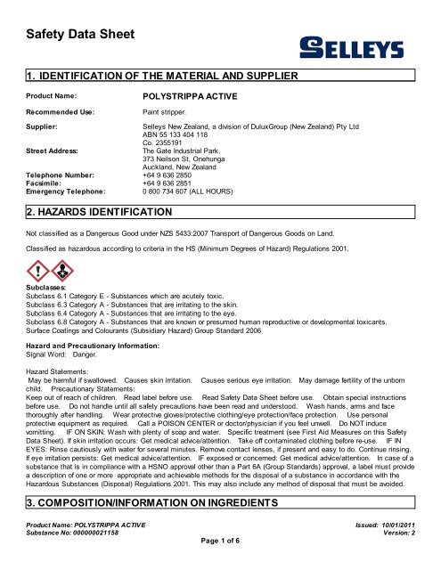 polystrippa active - MSDS
