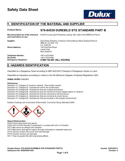 durebild ste standard part b - MSDS