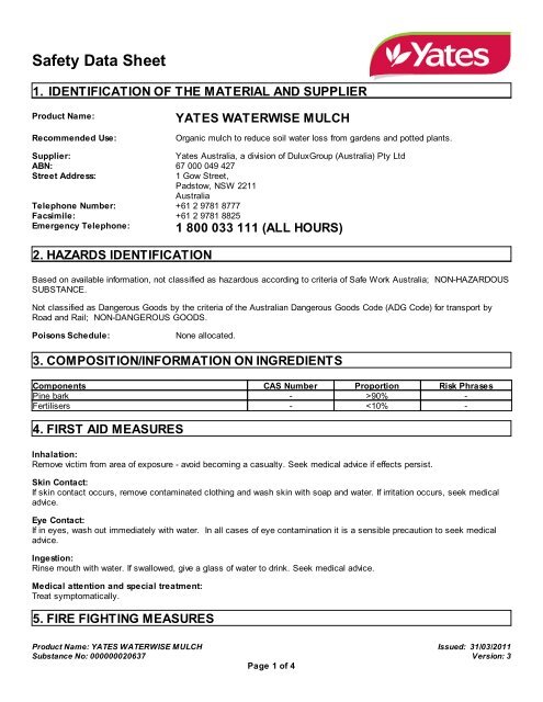 Safety Data Sheet - MSDS