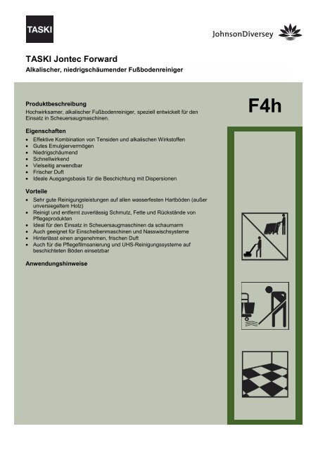 F4h TASKI Jontec Forward - Diversey