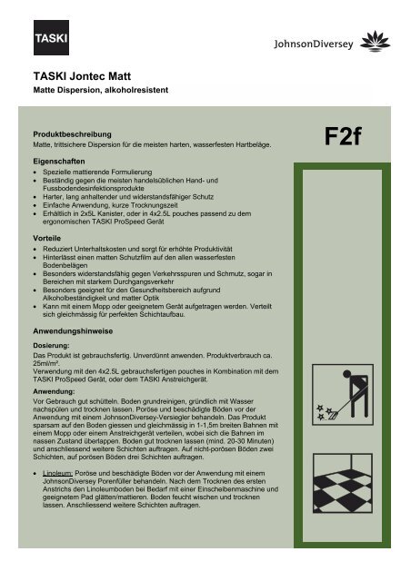F2f TASKI Jontec Matt - Diversey