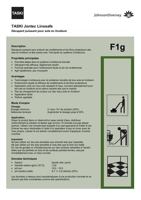 F1g TASKI Jontec Linosafe - Diversey