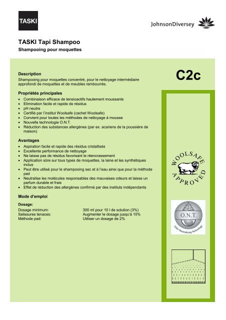 C2c TASKI Tapi Shampoo - Diversey