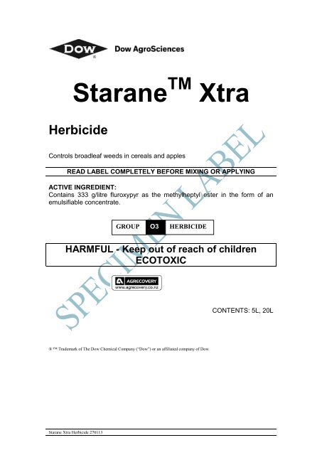 Starane Xtra Herbicide - The Dow Chemical Company