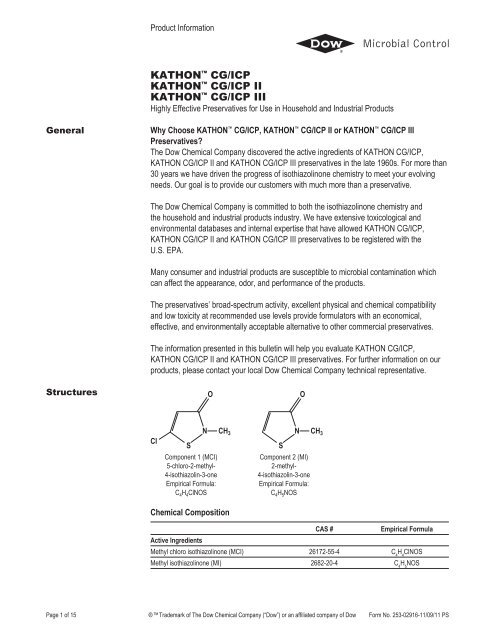 kathon™ cg/icp kathon™ cg/icp ii kathon™ cg/icp iii - The Dow ...