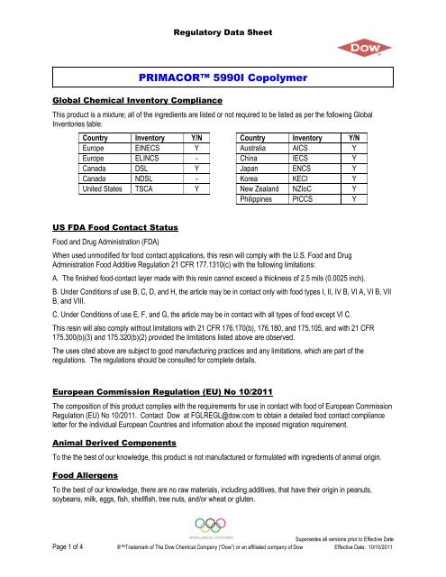 PRIMACOR™ 5990I Copolymer - The Dow Chemical Company