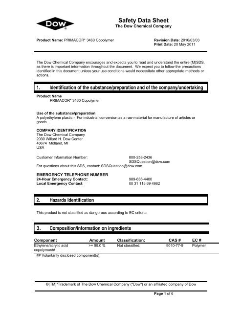 Safety Data Sheet - The Dow Chemical Company