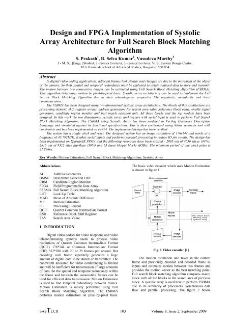 Design And Fpga Implementation Of Systolic Array Architecture For 9607