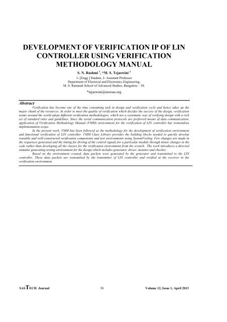 development of verification ip of lin controller using verification ...