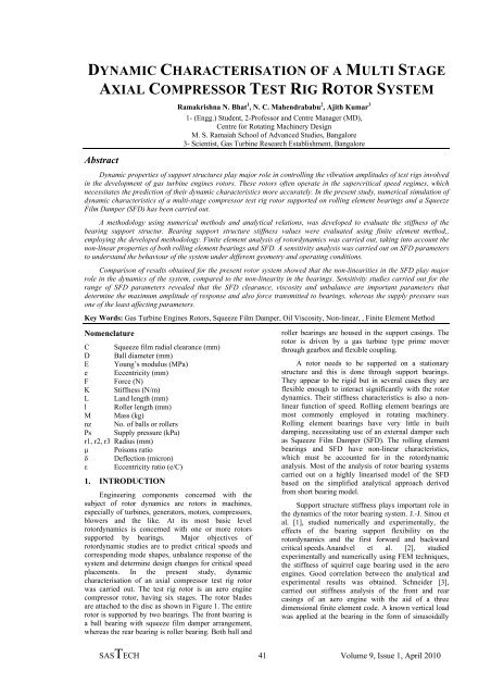 dynamic characterisation of a multi stage axial compressor test rig ...