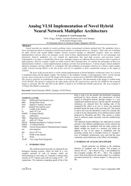 Analog VLSI Implementation of Novel Hybrid Neural Network ... Analog VLSI Implementation of Novel Hybrid Neural Network ...