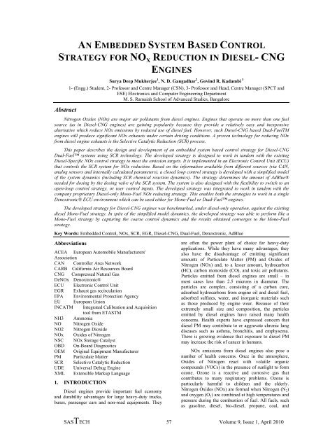 an embedded system based control strategy for nox reduction in diesel