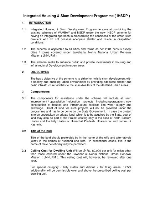 Integrated Housing & Slum Development Programme ... - Municipal