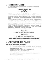 AVIS D`AUDITIONS VERSION LONGUE Avis d`auditions d