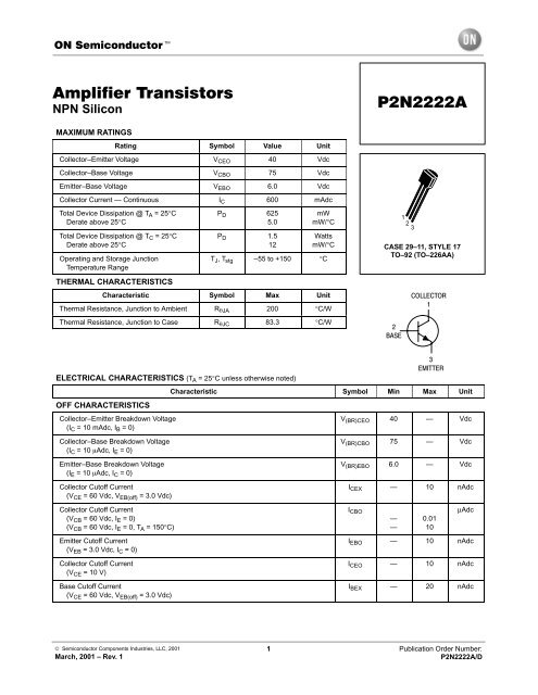 Amplifier Transistors P2N2222A