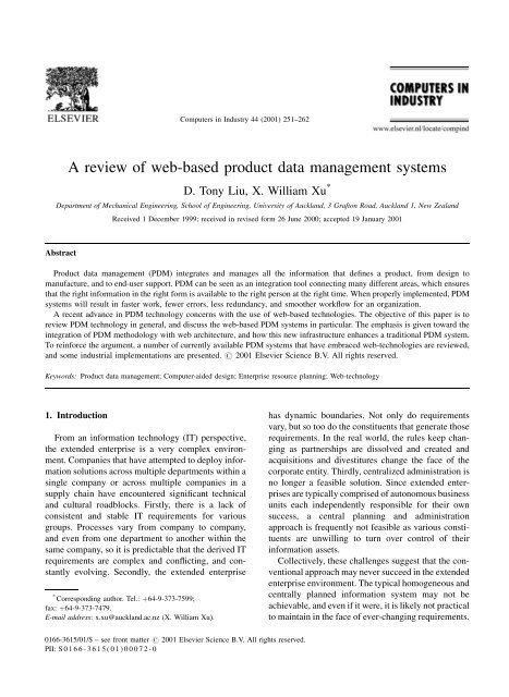 A review of web-based product data management systems