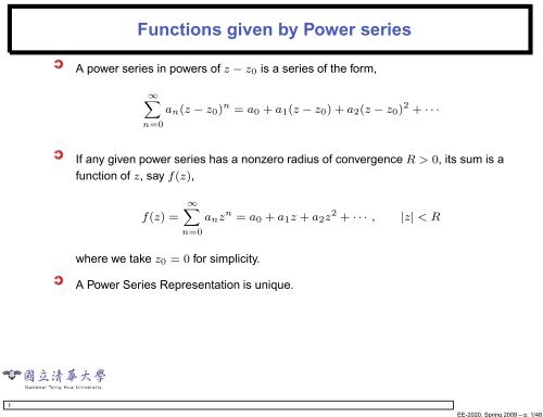 Functions Given By Power Series