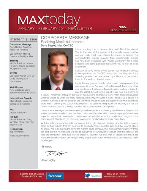 CORPORATE MESSAGE - Max International Virtual Office