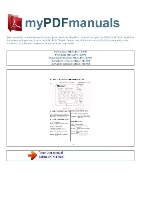 User manual MERLIN MT3000 - MY PDF MANUALS