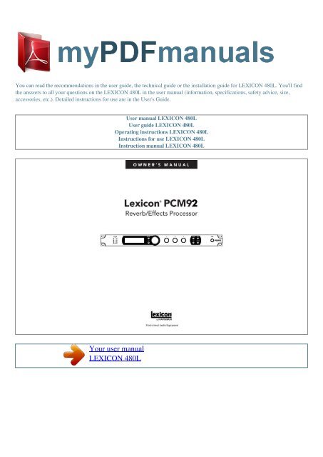 User manual LEXICON 480L - MY PDF MANUALS