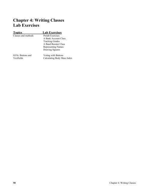 Chapter 4: Writing Classes Lab Exercises