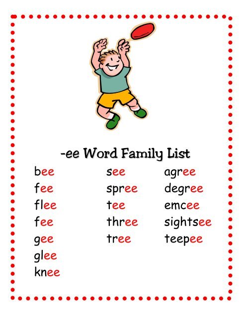 -eed Word Family List ble