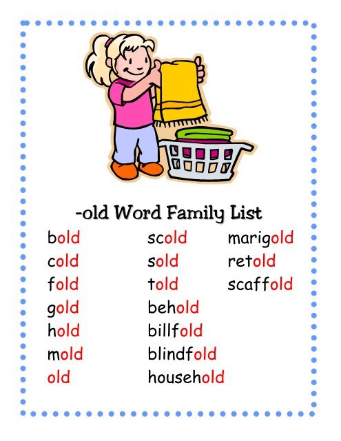  old Word Family List Bol