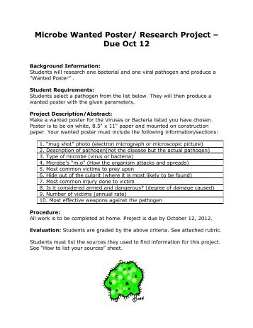 Pathogen Wanted Poster Research Project
