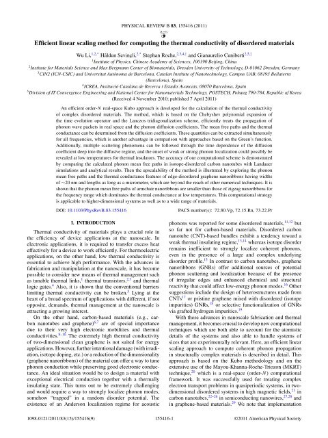 Efficient Linear Scaling Method For Computing The Thermal Conductivity