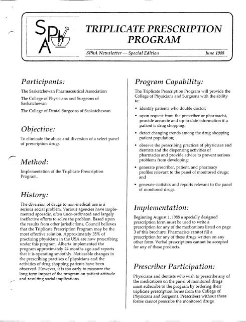 TRIPLICATE PRESCRIPTION PROGRAM - NAPRA