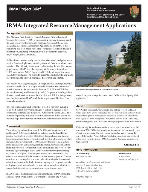 IRMA: Integrated Resource Management Applications