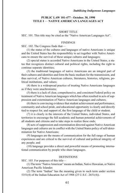 Native American Languages Act