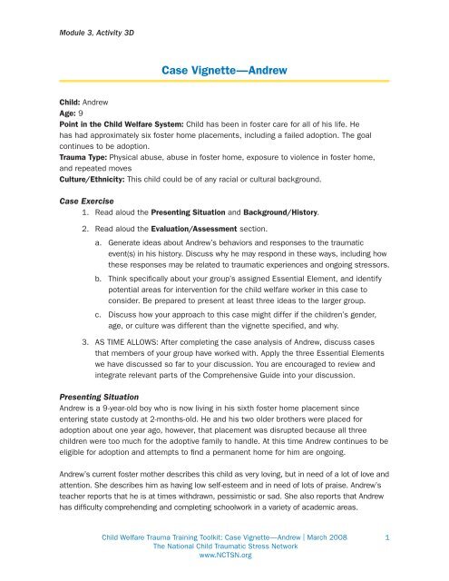 Case Vignette—Andrew - National Child Traumatic Stress Network