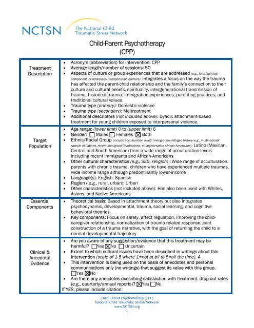 Child-Parent Psychotherapy (CPP) - Thrive Initiative