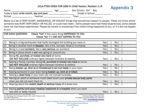 UCLA PTSD INDEX FOR DSM I
